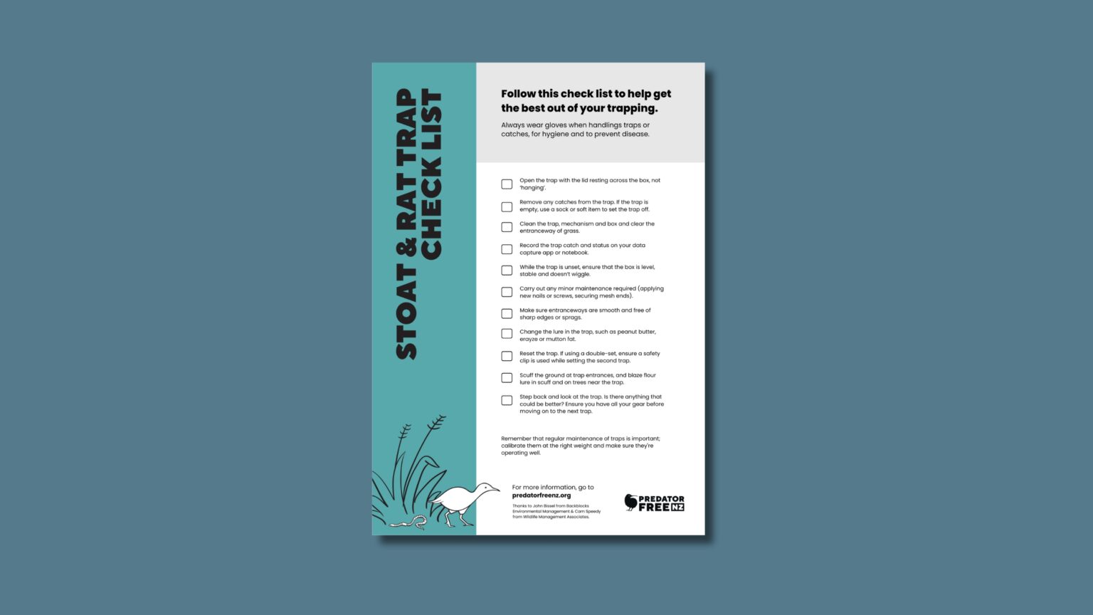 Check it out: our new trap checklist - Predator Free NZ Trust